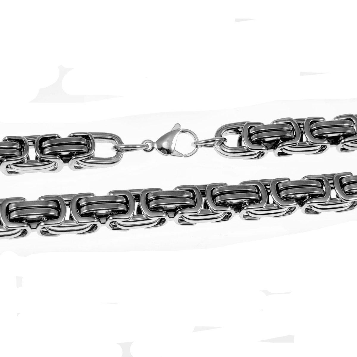 12 mm Zware Heren Koningsketting - Stalen Zilver Kleur - Vierkant ...