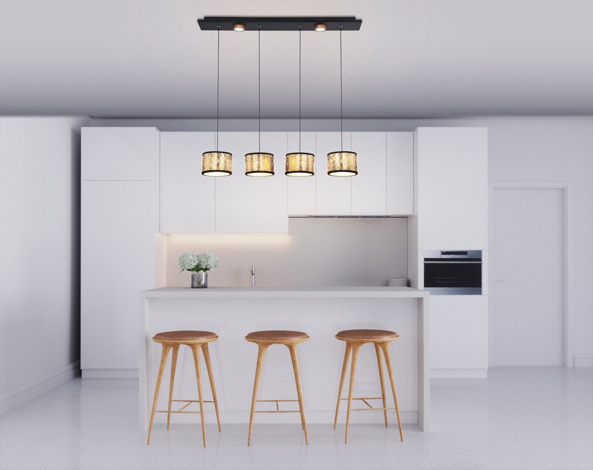 Industriële hanglamp Potti - L:75cm - LED - Metaal - Zwart | bol.com