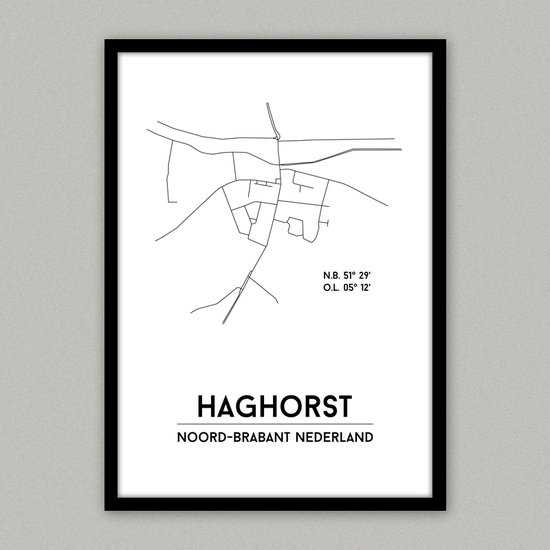 Haghorst city poster, A4 met lijst, plattegrond poster ...