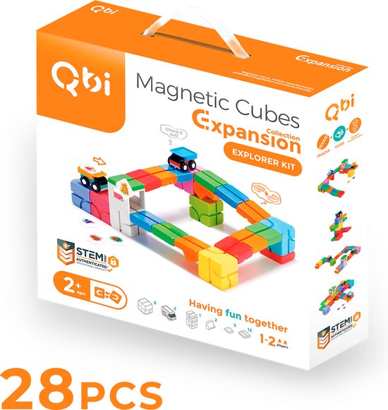 QBI bouwblokken magnetisch cubes uitbreidingsset Expansion 28delig | bol