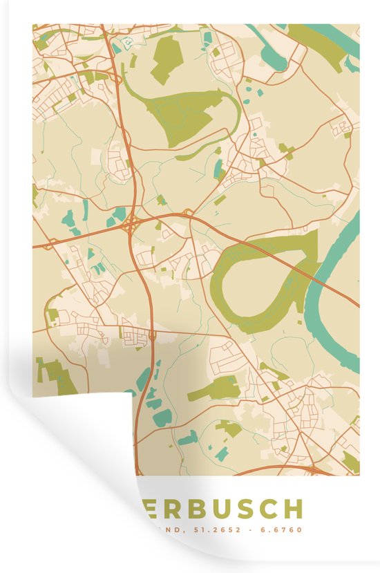 Muurstickers - Sticker Folie - Meerbusch - Plattegrond - Kaart ...
