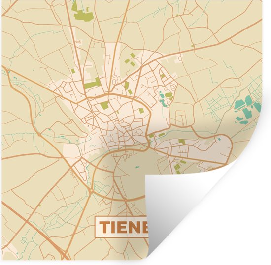 Stickers muraux - Carte - Tienen - Carte - Plan de la ville - 100x100 ...