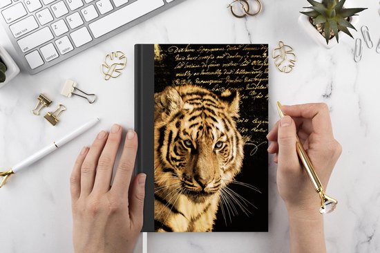 Carnet - Carnet d'écriture - Tigre - Texte - Or - Carnet - Format A5 ...