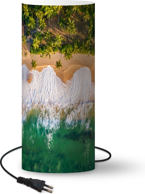 Lamp Ceylon - tropisch strand in Ceylon van boven gezien - 33 cm hoog ...