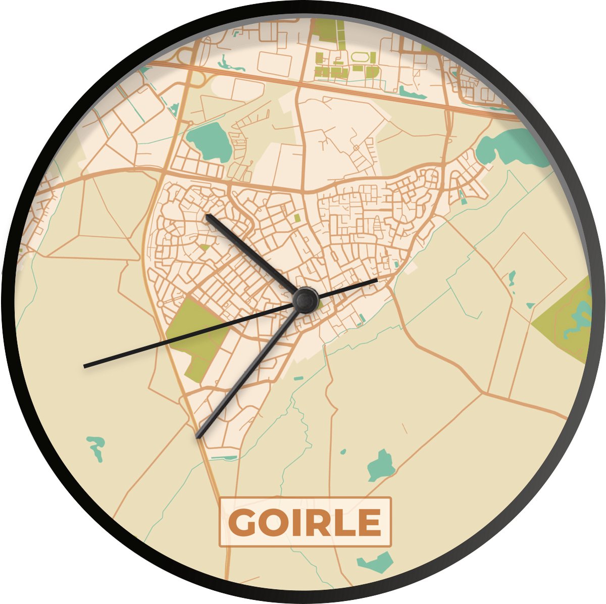 Klok - Ø 30 cm - Plattegrond - Goirle - Stadskaart - Kaart - Zwart ...