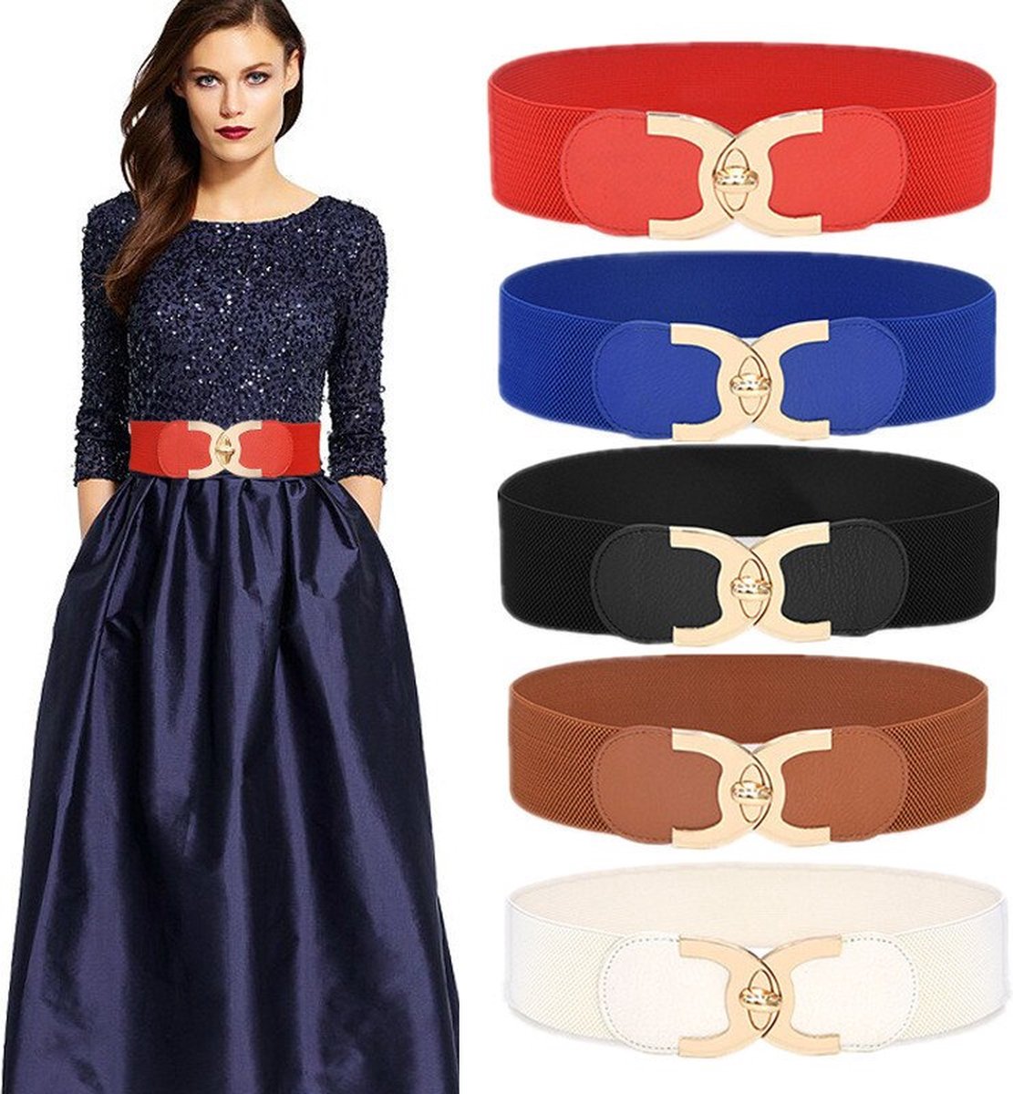 Amodi - Dames riem met Stijlvolle Aparte Gesp - Elastische Damesriem ...