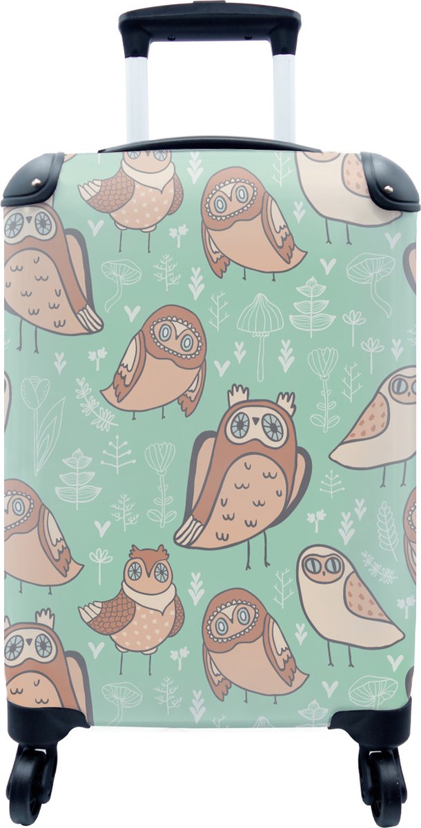 Koffer - Patronen - Uil - Planten - Past binnen 55x40x20 cm en 55x35x25 ...