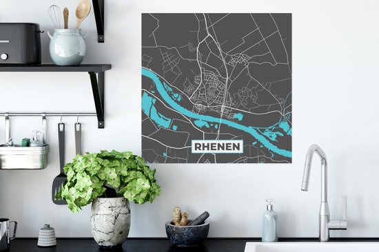 Poster Kaart - Rhenen - Plattegrond - Stadskaart - 50x50 cm | bol