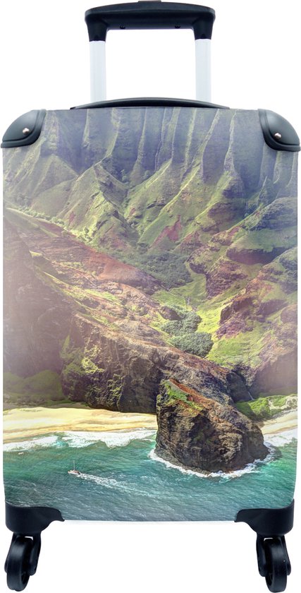 Koffer - Luchtfoto van de bergen bij de zee in Hawaï - 35x55x20 cm ...