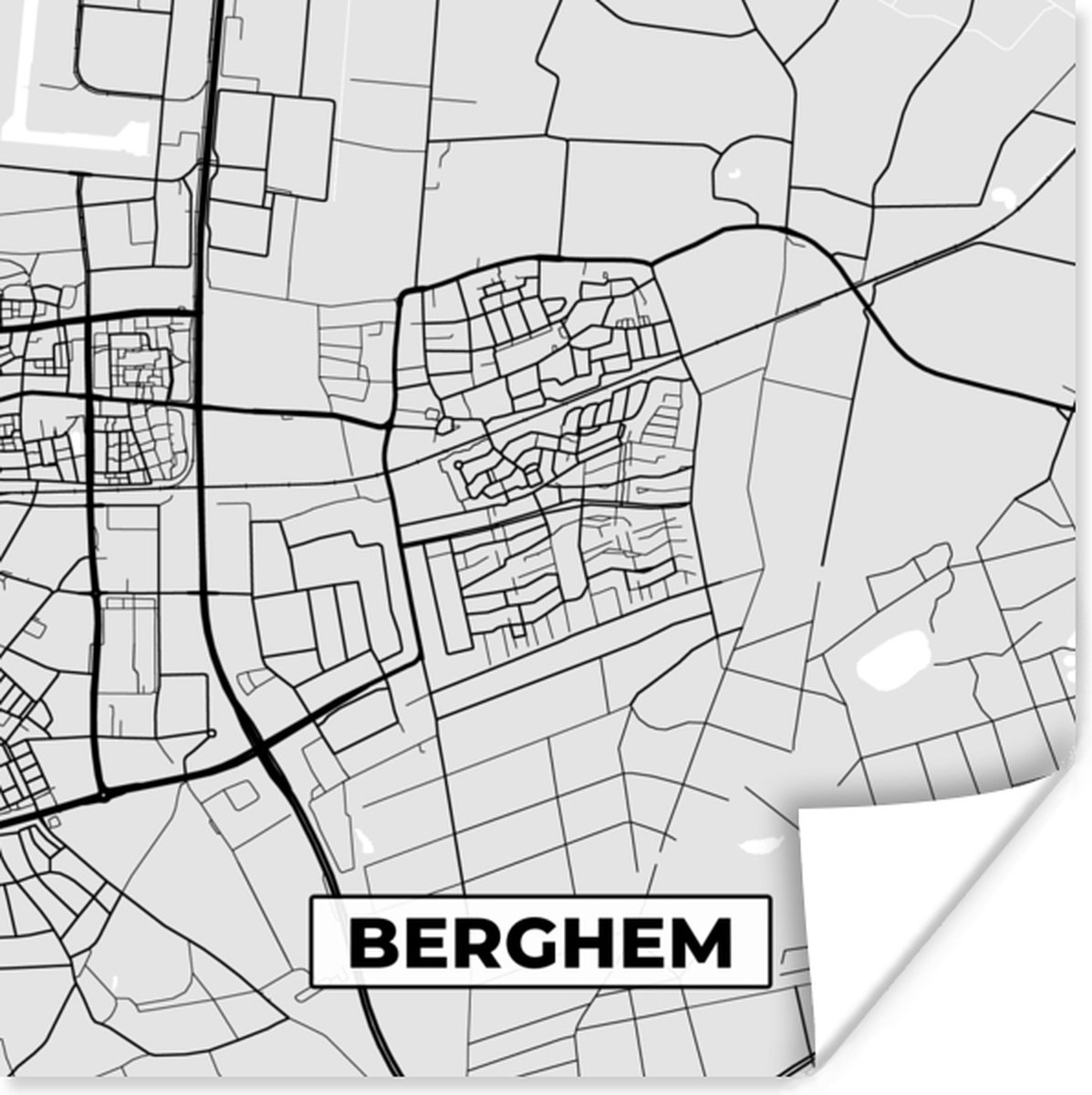 Poster Plattegrond - Berchem - Kaart - Stadskaart - 30x30 cm | bol.com