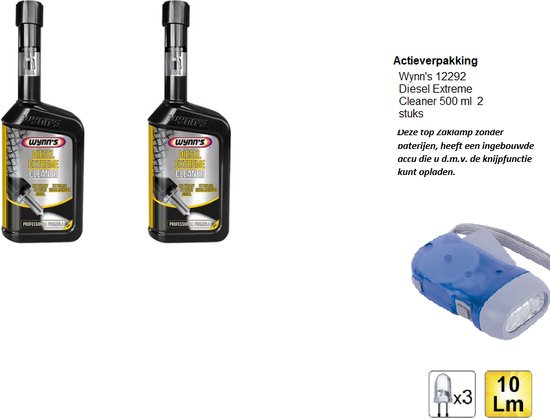 Wynn's 12292 Diesel Extreme Cleaner 500 ml - 2 stuks + zaklamp/knijpkat ...