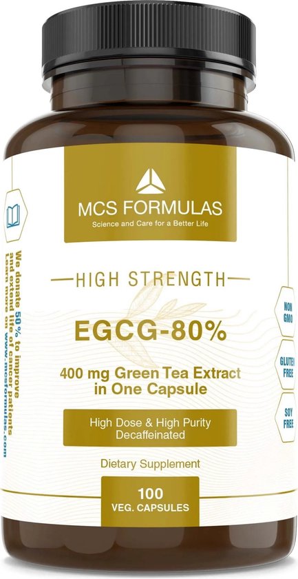EGCG 80% - GREEN TEA EXTRACT - 400mg - 100 Vegan Capsules - Groen Thee ...