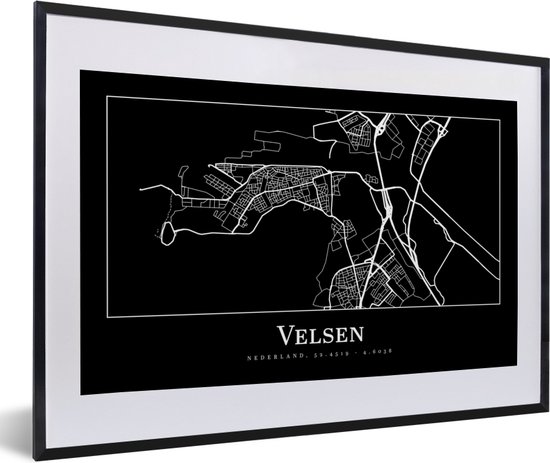 Fotolijst incl. Poster - Velsen - Stadskaart - Kaart - Plattegrond ...