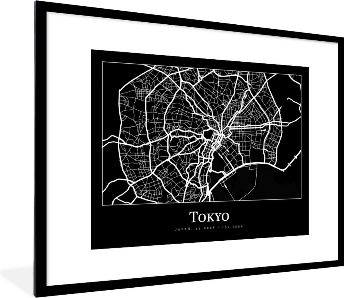 Fotolijst incl. Poster - Kaart - Tokio - Stadskaart - Plattegrond ...