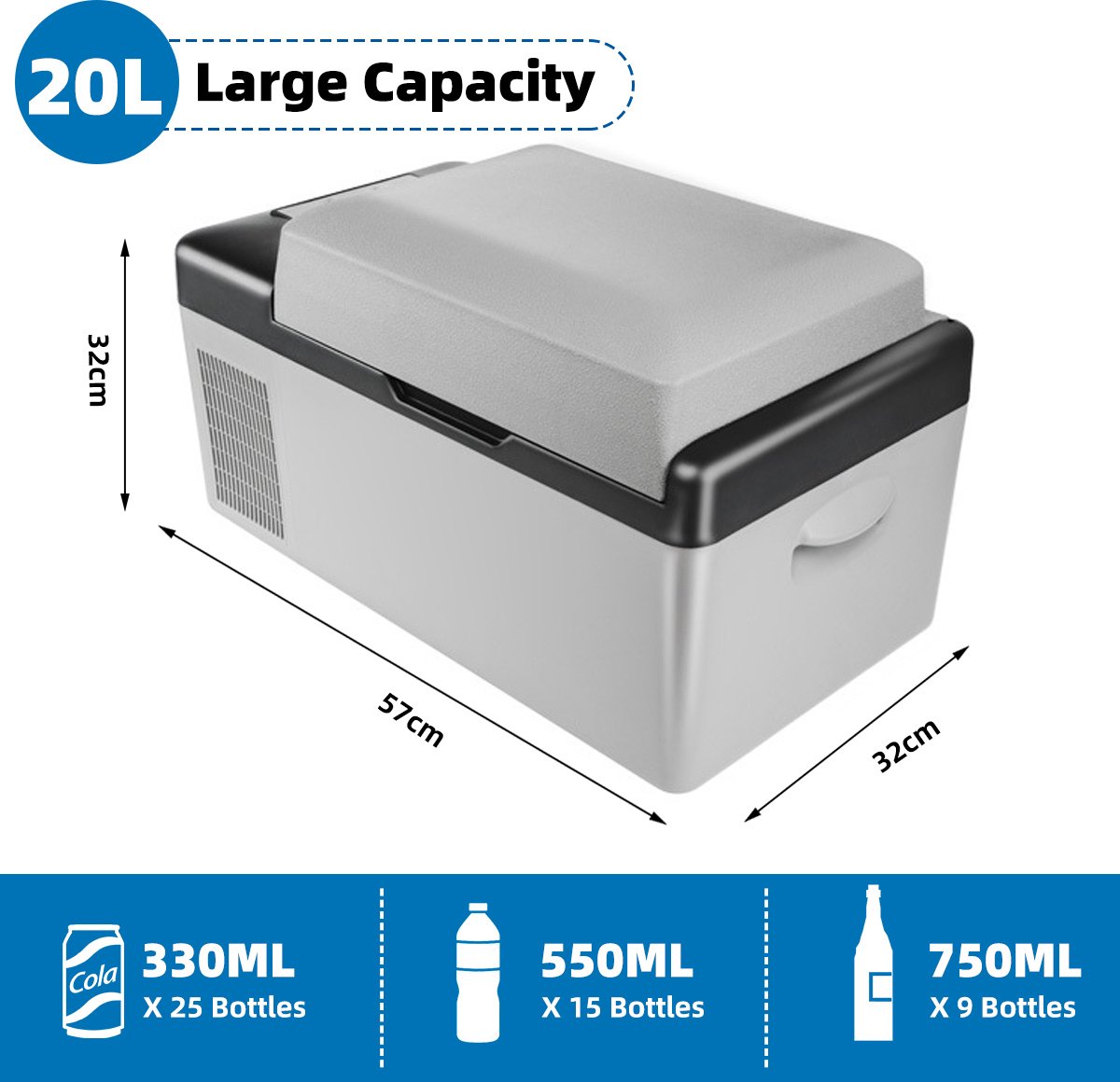 Hcalory Compressor Koelbox - Bluetooth en APP - 20 L - Mini Koelkast ...