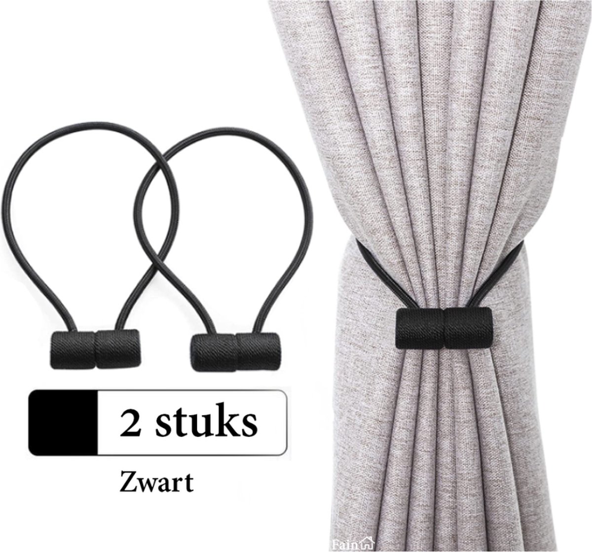 Fain - Luxe Gordijn Embrasse – Set van 2 stuks – Vierkant - Zwart ...