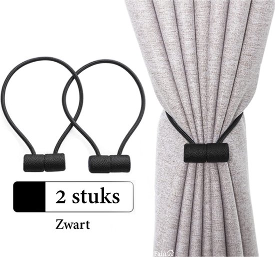 Fain® Luxe Gordijn Embrasse – 2 stuks – Zwart – Vierkante vorm ...