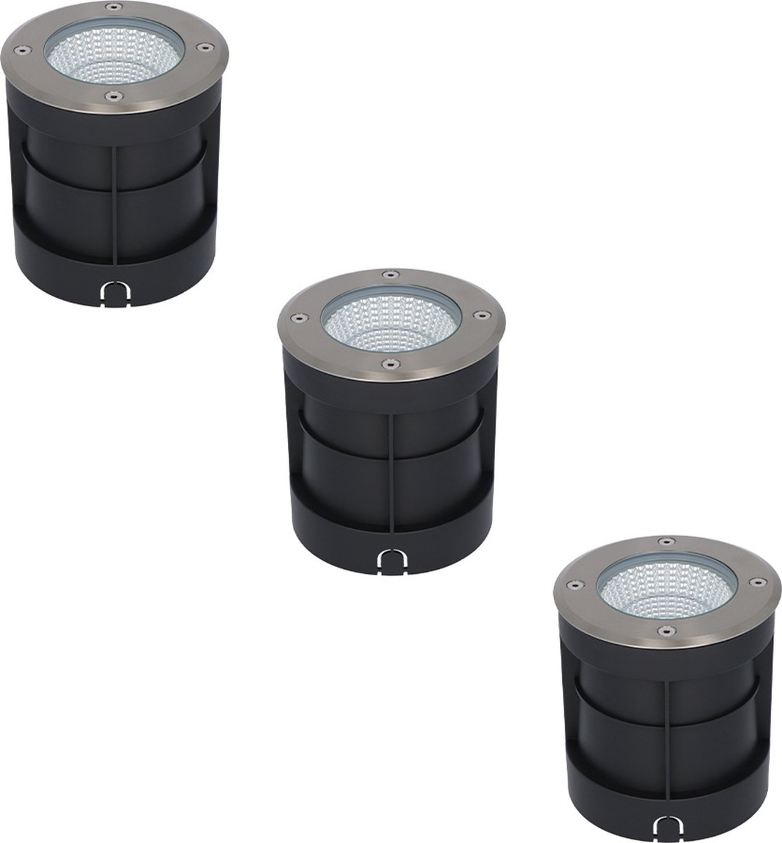 3x HOFTRONIC Donnie - LED Grondspots voor buiten - Rond - RVS - IP67 ...