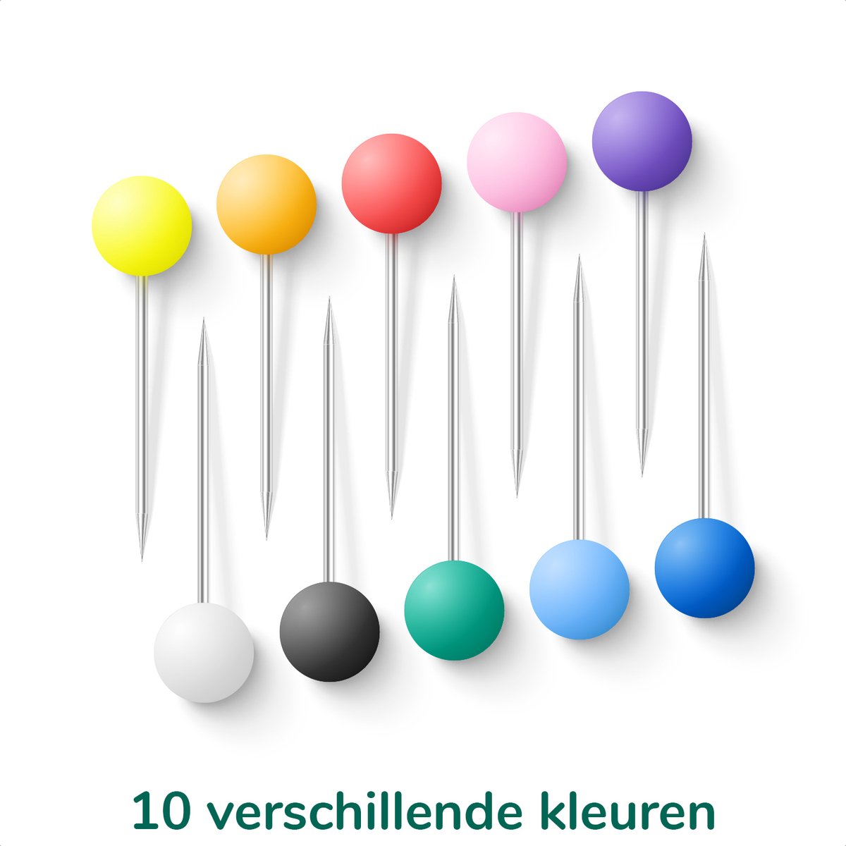 Punaises voor prikbord of memobord - set van 500 stuks pushpins in 10 ...