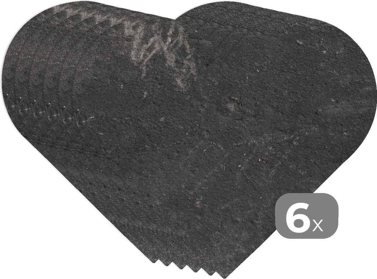 Onderleggers - Placemats - Placemats hartje - Beton print - Zwart ...