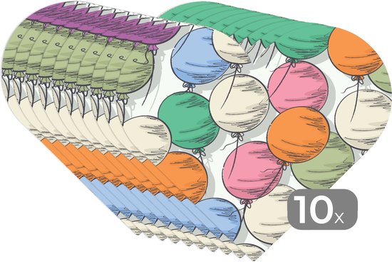 Onderleggers - Placemats - Placemats hartje - Ballonnen - Patroon ...