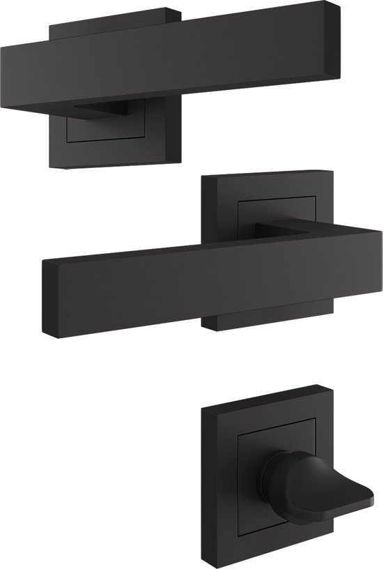 Deurklink - Cerani Melina - Deurbeslag - Deurkruk met WC/Badkamer Rozet - Mat Zwart | bol