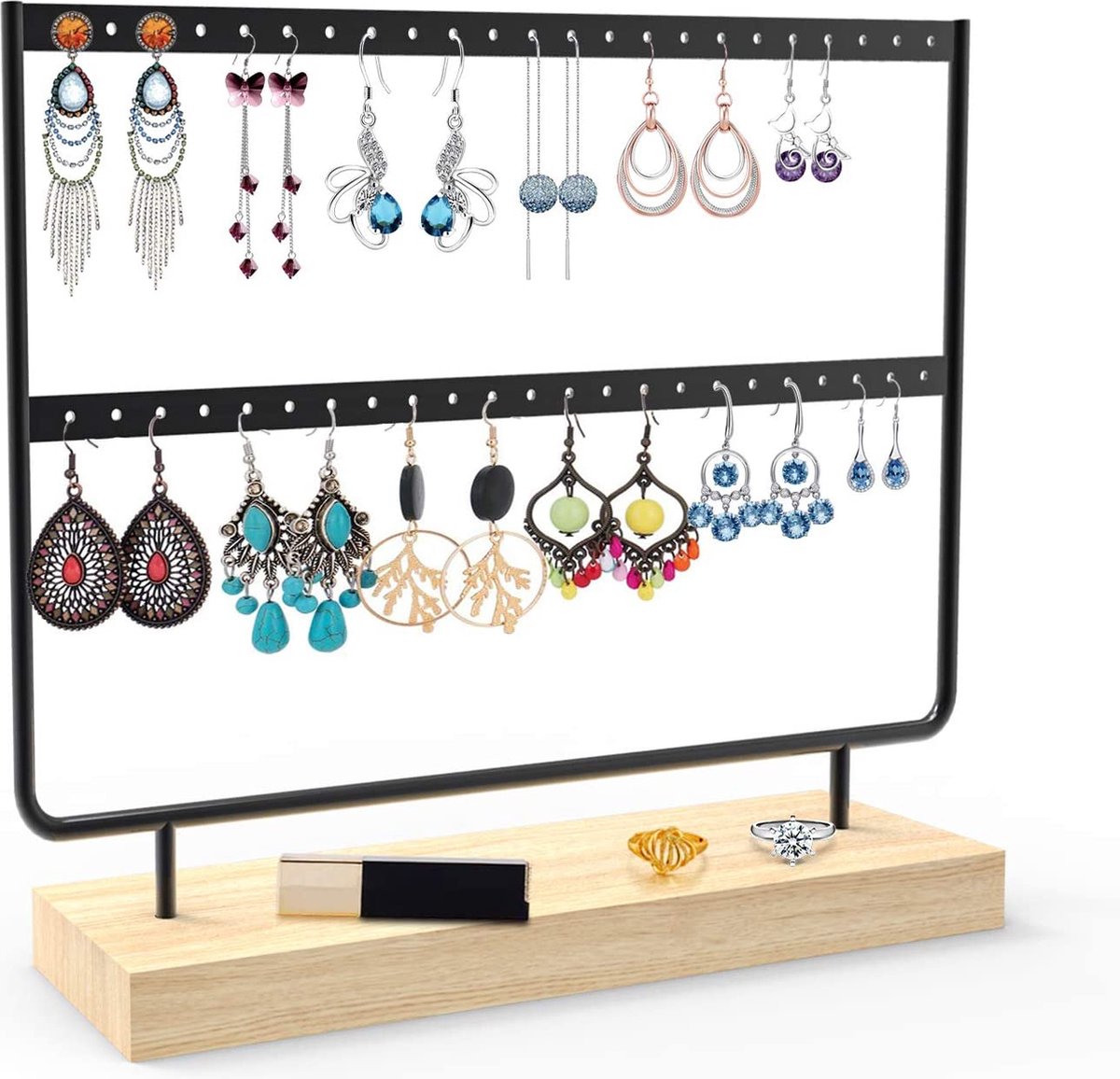 Sieradenhouder - Display voor Sieraden - Oorbellenrek - Hout en Metaal ...