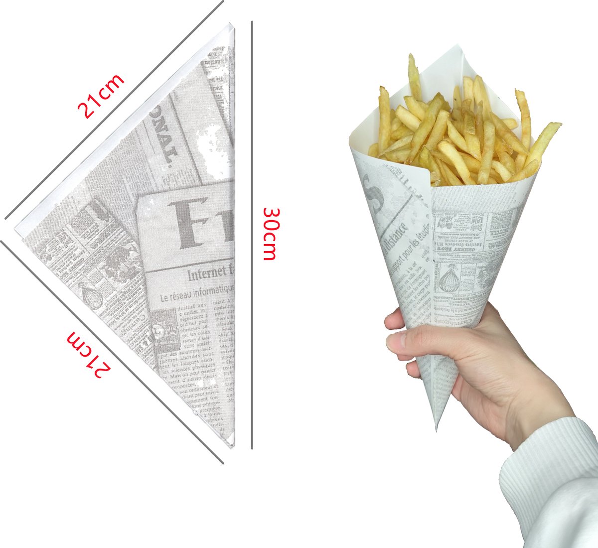 Rainbecom - 100 stuks - 21 x 21 x 30 cm - Frietszak - Patatzak ...