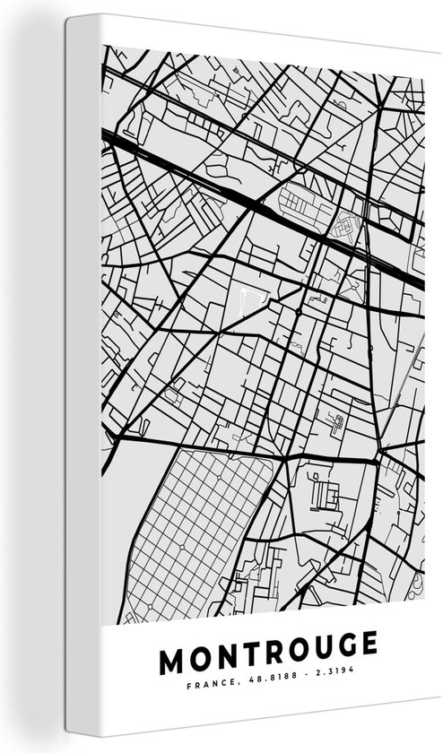 Canvas Schilderij Frankrijk – Montrouge – Stadskaart – Plattegrond ...