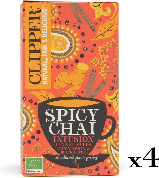 Clipper Spice - Spicy Chai 4 x 20 - (4 pakjes van 20 theezakjes, totaal ...