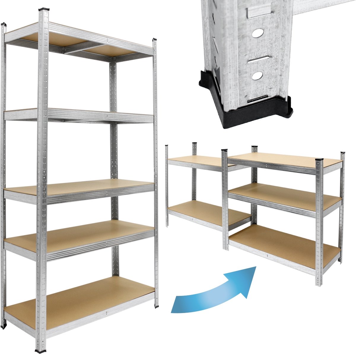 Set van 3 rekken belastbaar tot 750 kg gemaakt van hout en metaal | bol.com