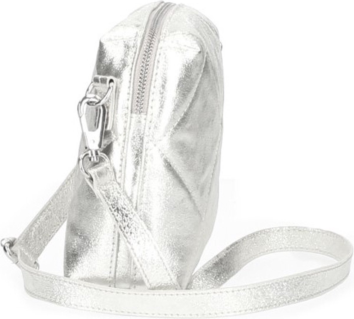 SILVINA Schitterende Italiaanse leren zilveren tas - Crossbody tas ...