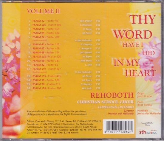 Thy Word have I hid in my heart 2 - Rehoboth Christian School Choir ...