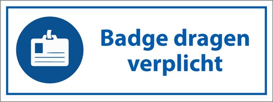 Badge dragen verplicht tekststicker 400 x 150 mm | bol.com