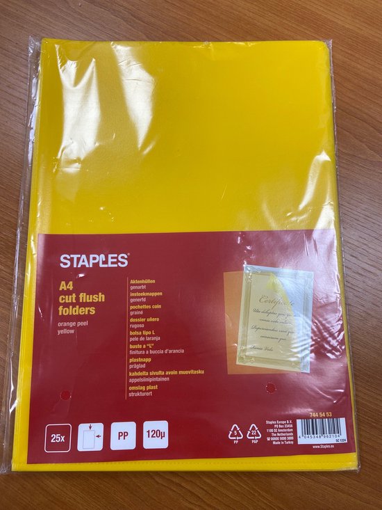 ZICHTMAP-L A4 120U GEEL STAPLES /pk25 | bol