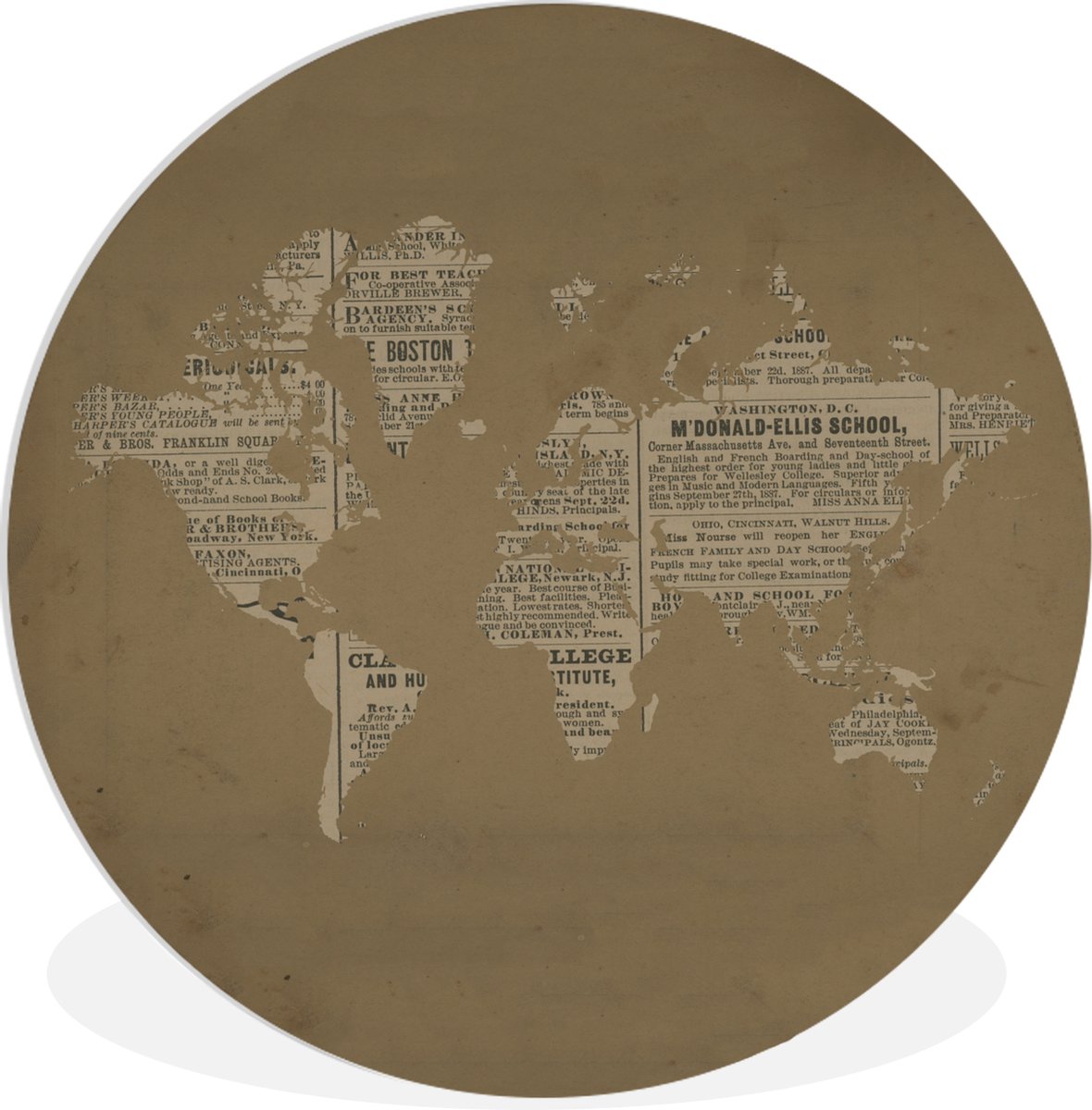 Wall Circle - Wall Circle Indoor - Wereldkaart - Marron - Journal ...