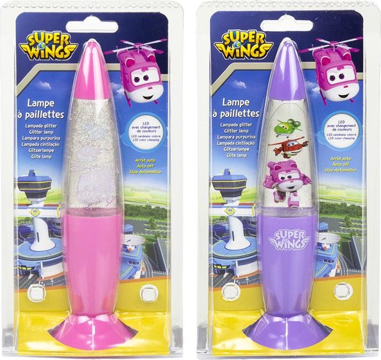 2pack super wings glitter lamp LED verlichting paars en roze | bol.com