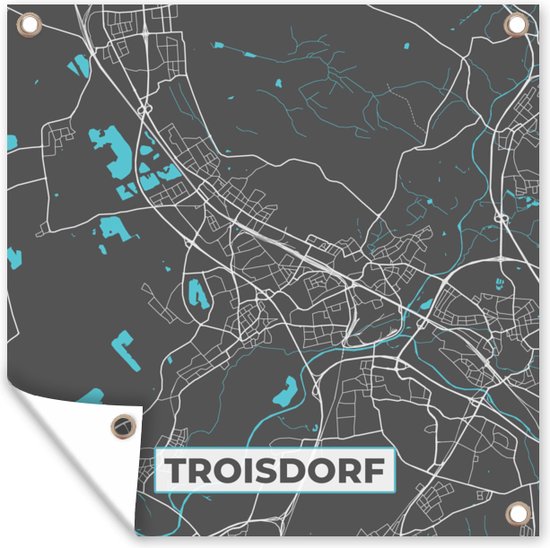 Tuinposters Troisdorf – Stadskaart – Blauw – Plattegrond – Stadskaart ...