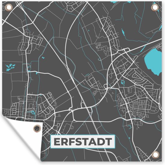 Tuin poster Duitsland – Blauw – Erfstadt – Stadskaart – Kaart ...