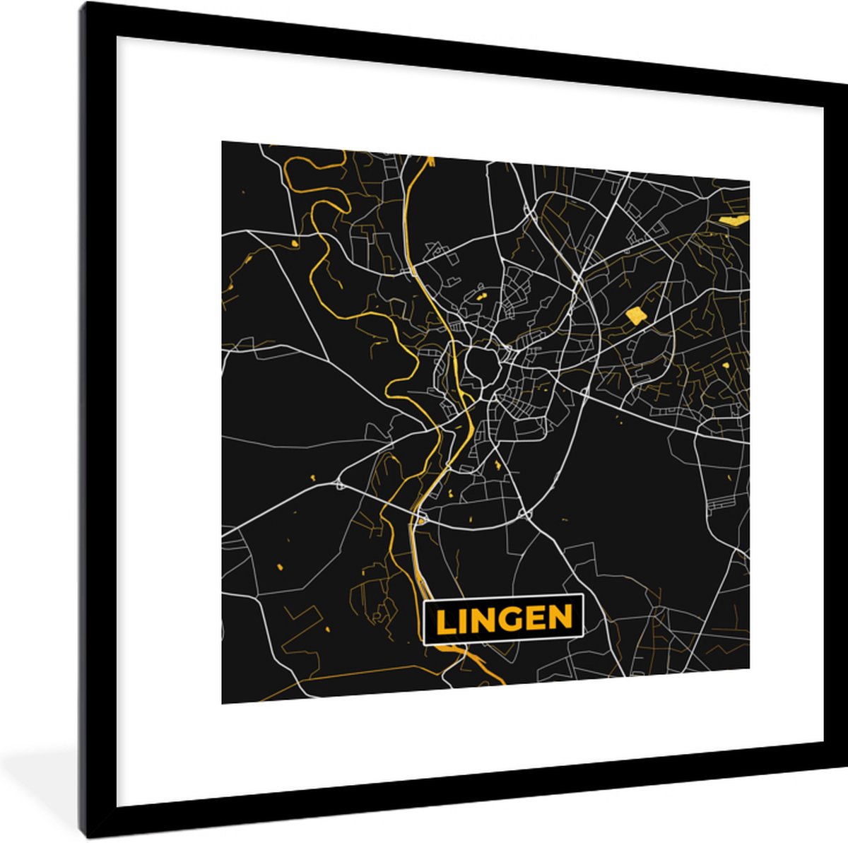 Fotolijst incl. Poster - Stadskaart – Plattegrond – Duitsland – Goud ...