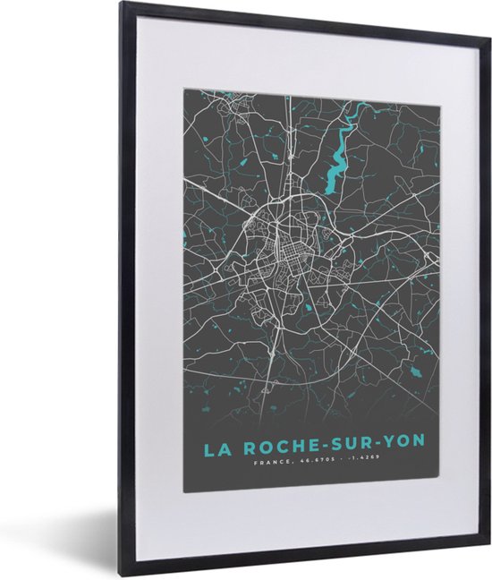 Fotolijst incl. Poster - Kaart – Stadskaart – La Roche-sur-Yon ...