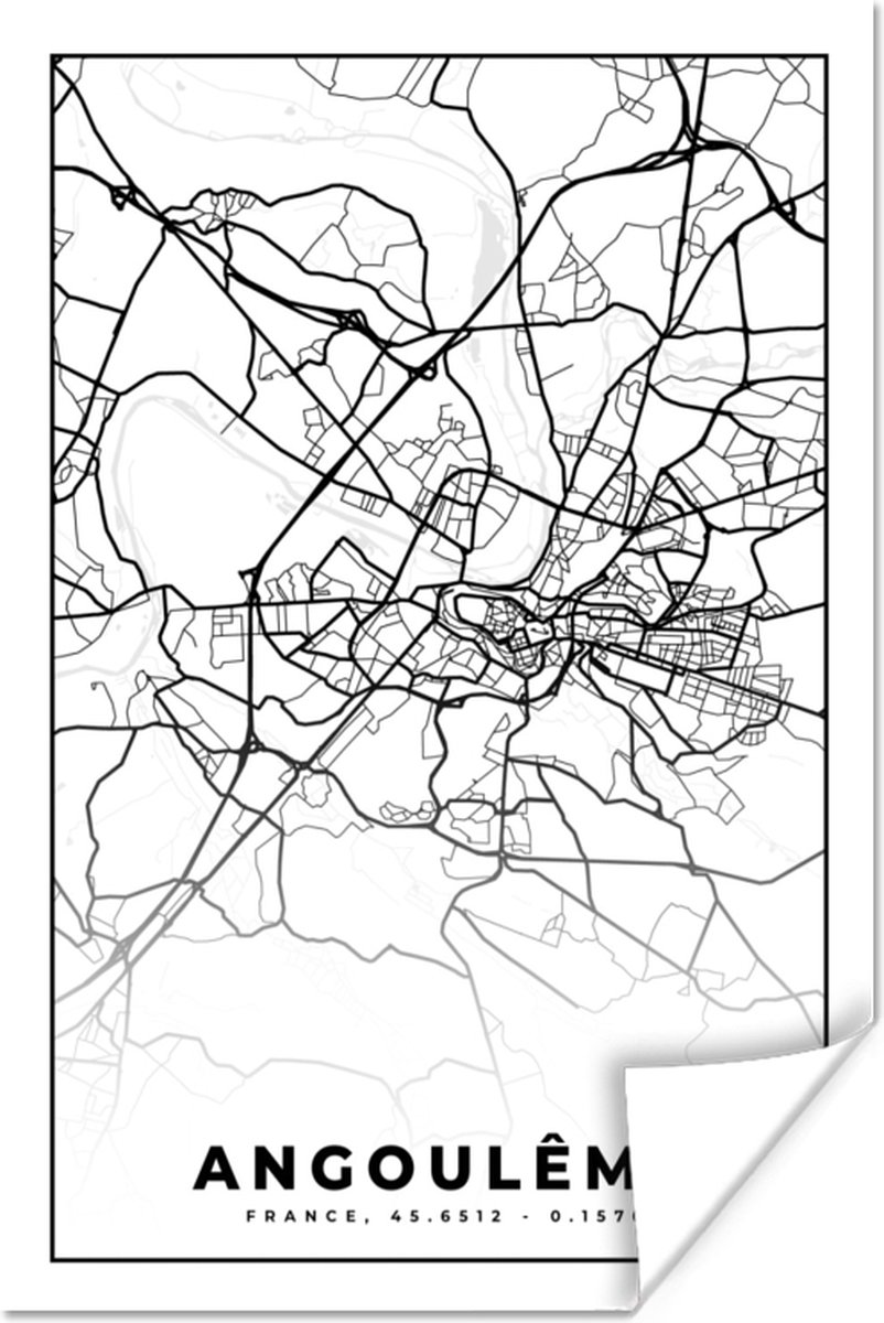 Affiche Plan – Carte – Angoulême - France – Plan de ville - Zwart et ...