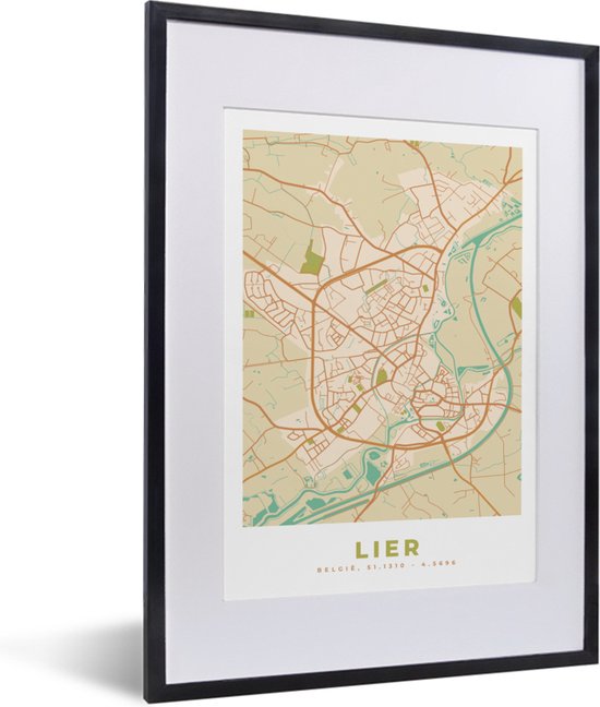 Fotolijst incl. Poster - België - Lier - Plattegrond - Kaart ...