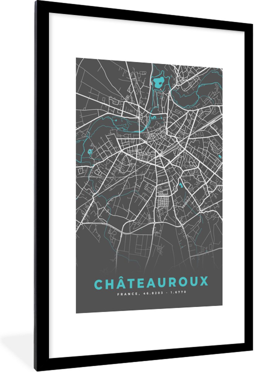 Fotolijst incl. Poster - Châteauroux - Plattegrond - Stadskaart ...