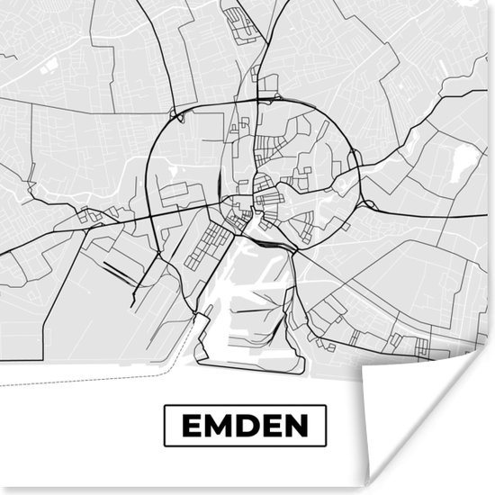 Poster Kaart - Plattegrond - Duitsland - Emden - Stadskaart - 100x100 ...