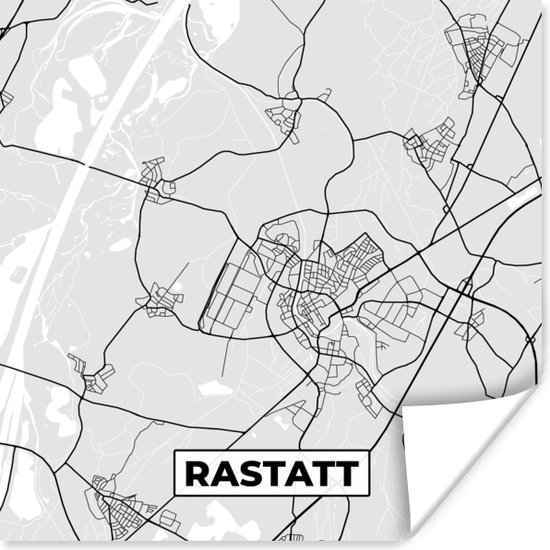 Poster Stadskaart - Rastatt- Kaart - Duitsland - Plattegrond - 75x75 cm ...