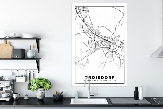 Poster Kaart - Troisdorf - Plattegrond - Stadskaart - 80x120 cm | bol