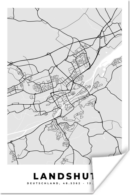 Poster Duitsland - Plattegrond - Landshut - Kaart - Stadskaart - 40x60 ...