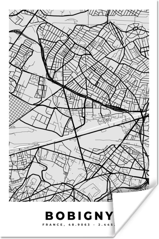 Poster Plattegrond - Kaart - Stadskaart - Frankrijk - Bobigny - 20x30 ...