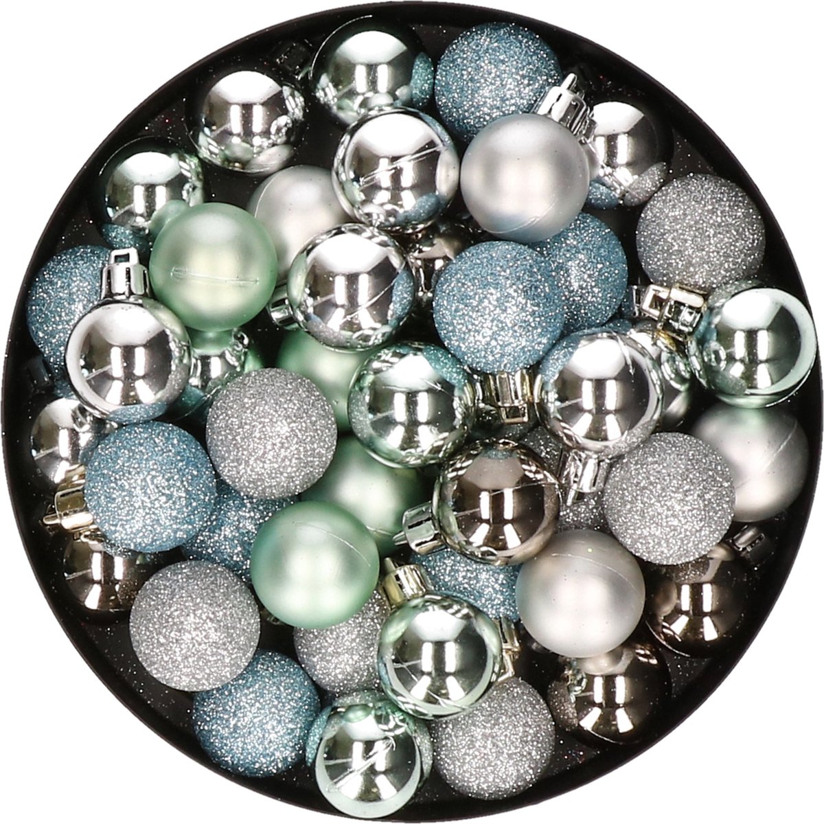 Set van 40x stuks kunststof kerstballen mix zilver en mintgroen 3 cm ...